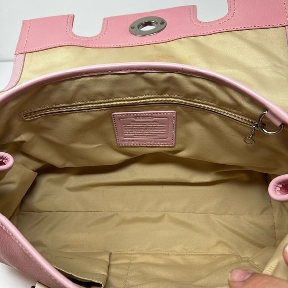 Coach | Bags | Coach Hamilton Pebbled Leather Purse Pink With White ...